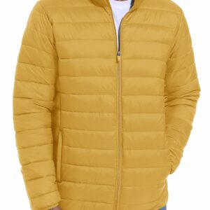 MAGCOMSEN Puffer Jacket Men Packable Down Jacket Lightweight Winter Coats Waterproof Insulated Jacket Ginger L