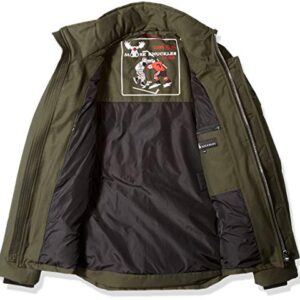 Moose Knuckles Men's Down 3/4 Jacket, Army/Natural Fur, Medium