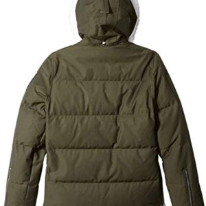 Moose Knuckles Men's Down 3/4 Jacket, Army/Natural Fur, Medium