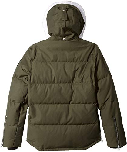 Moose Knuckles Men's Down 3/4 Jacket, Army/Natural Fur, Medium