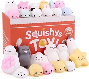 satkago mochi squishys toys, easter party favors 25pcs mini kawaii squishies, easter basket stuffers fillers treasure box toys for classroom supplies, birthday easter gifts for kids teens boys girls