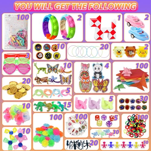 880 PCS Party Favors for Kids Fidget Toys Bulk,Treasure Box Toys,Christmas Stockings Stuffers,Goodie Bags Stuffers,Pinata Stuffers,Treasure Chest Prizes,Prize Box Toys,Bulk Prize for kids Classroom