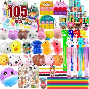 105 pcs assortment party favors toys for kids, premium mini ctue favors for all ages kids grils,prize box toys,goody bag fillers,pinata stuffers,carnival prizes for boys and girls 4-10