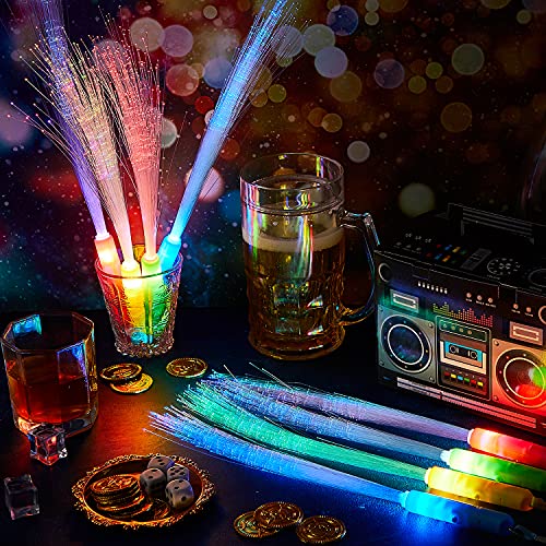 Zhanmai 24 Pieces Glow Fiber Wands Sticks LED Light Wands Fiber Optic Wands LED Flashing Sticks Glow Flashing Wands Fiber Optic Wands for Party Favors (Multicolor)