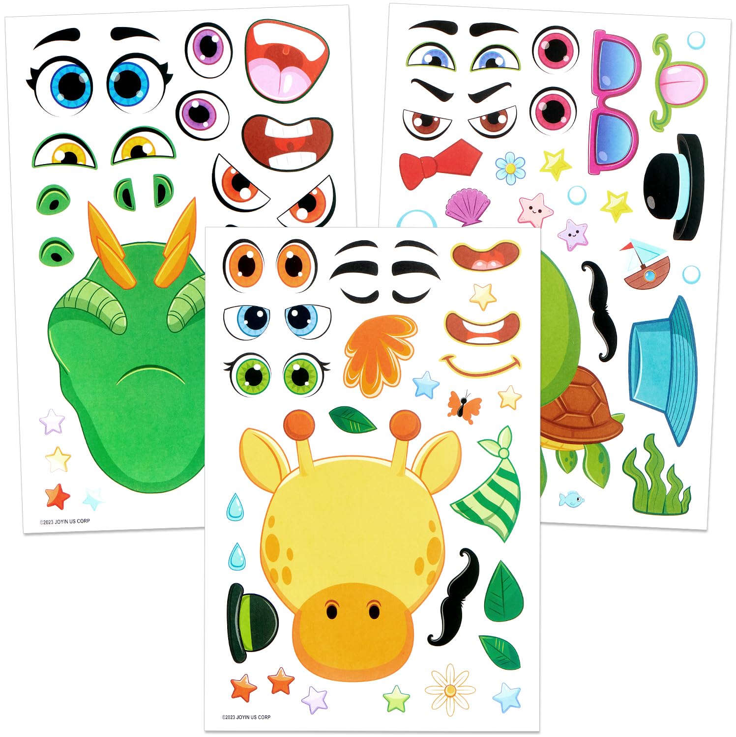 JOYIN 36 PCS 9"x6" Make a face Stickers for Kids, Make Your Own Animal Mix and Match Sticker Sheets with Safaris, Sea and Fantasy Animals Kids Crafts Party Favors Goodie Bags Stuffers for Kids