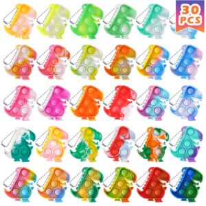 dinosaur party favors 30 pack fidget toys bulk dinosaur keychains dino party favors for kids 4-8 children mini supplies it toddler small birthday decorations pop fidgets its for boys girls