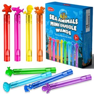 vkten 32pcs sea mini bubble wands assortment 8 styles 8 colors bubble party favors for kids, bubbles for kids, themed birthday party favors, classroom prizes summer outdoor gifts for girls boys