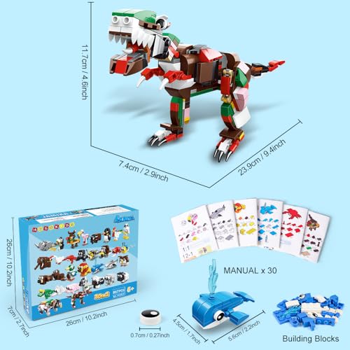 HOGOKIDS 30 Packs Party Favors for Kids - 867PCS Animals Building Blocks Sets for Classroom Prizes Goodie Bag Fillers Stocking Stuffers Birthday Valentines Easter Gifts for Kids Boys Girls 6+