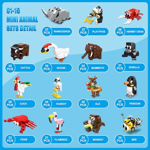 HOGOKIDS 30 Packs Party Favors for Kids - 867PCS Animals Building Blocks Sets for Classroom Prizes Goodie Bag Fillers Stocking Stuffers Birthday Valentines Easter Gifts for Kids Boys Girls 6+