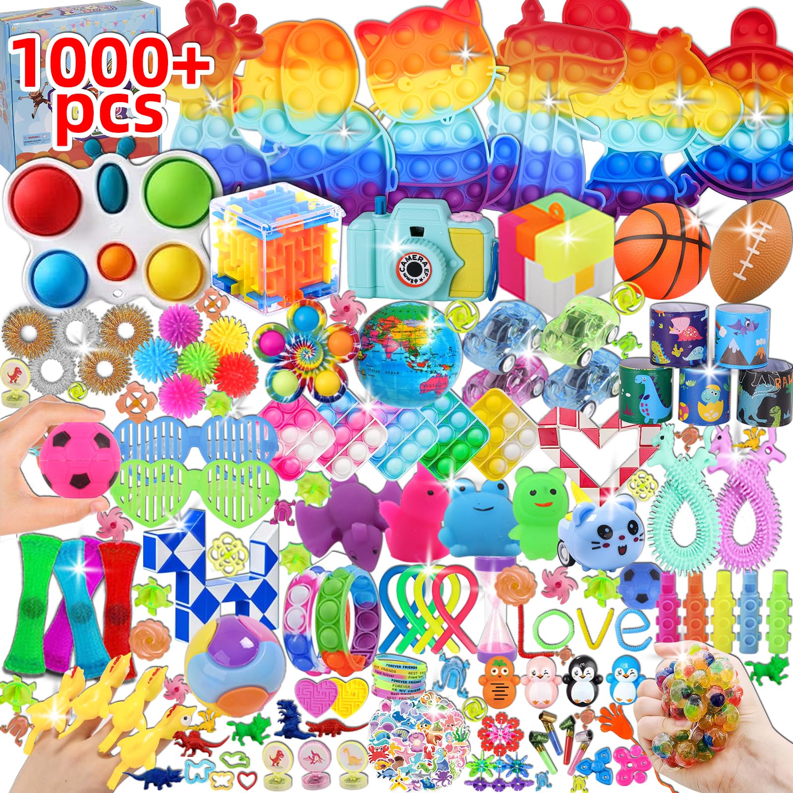 1000 Pcs Party Favors for Kids, Fidget Toys Bulk, Birthday Gift Toys, Fidgets Stocking Stuffers, Treasure Box Birthday Party, Goodie Bag Stuffers, Carnival Prizes, Pinata Filler Stuffers for Classroom