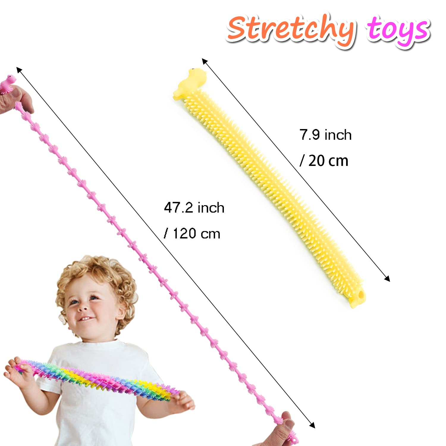 18 Pcs Stretchy String Toys,Alpaca Fidget Sensory Toy,Squeeze Pull Noodles for Boys,Girls,Adults,Party Favors Prizes,Calm Relax