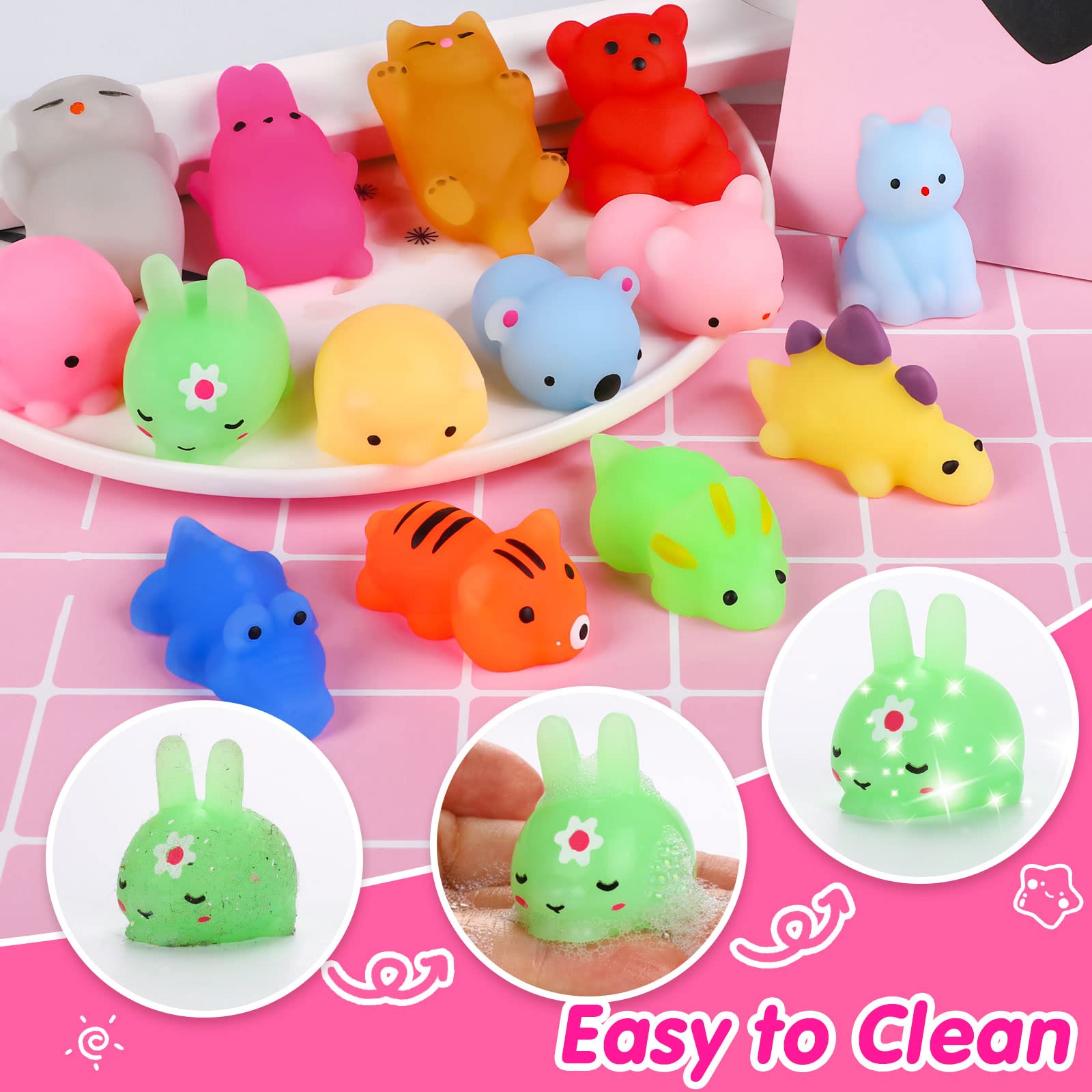 OCATO Squishies 40pcs Mochi Squishy Toys Party Favors for Kids Mini Squishy Kawaii Fidget Toys Stress Relief Treasure Box Toys for Classroom Prizes Kids Easter Egg Fillers Goodie Bag Stuffers, Random