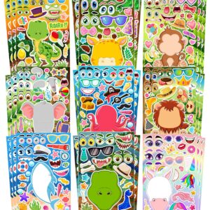 KARSLORA Stickers for Kids, 27 Sheets Make a Face Stickers for Kids, Make Your Own Stickers for Kids, Funny Animal Face Stickers, Party Favors for Kids