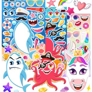 KARSLORA Stickers for Kids, 27 Sheets Make a Face Stickers for Kids, Make Your Own Stickers for Kids, Funny Animal Face Stickers, Party Favors for Kids