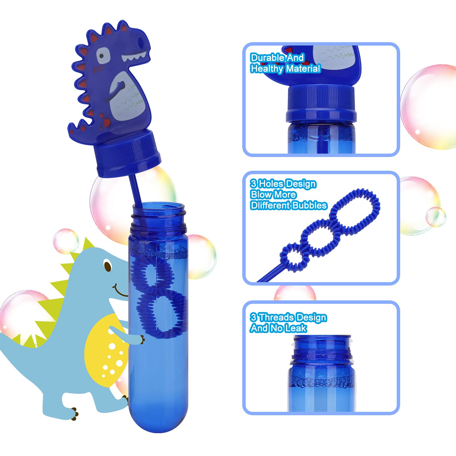 Dinosaur Bubble Wands for Kids Dinosaur Themed Party Favors Goodie Bags Filler Tyrannosaurus Rex Bubble Blowing Toys 24PCS