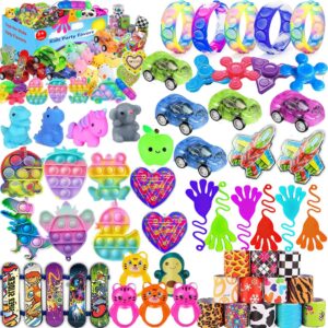 64 pcs pop party favors for kids, premium pop fidget toys, treasure box toys, goodie bag fillers, pinata stuffers, treasure chest, carnival prizes, prize box toys for kids classroom