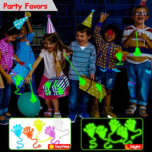 40 Pcs Glow in The Dark Sticky Hands Kids Easter Egg Filler Basket Stuffer Party Favor Supplies Goodie Bag Stuffer Pinata Return Gift Exchange Stretchy Goody Bag Filler Class Prize Carnival Bulk Toy