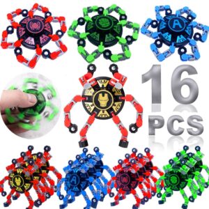 16pack fingertip gyro toy mechanical top diy deformation robot metal transformable spinners funny finger chain fidget stress relief add adhd astium for kid adults