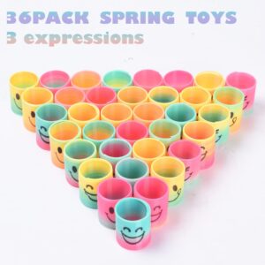 NEEW 36 Pack Coil Spring Toy, Mini Springs Rainbow Magic Fidget Toys for Party Favors, Carnival Prize, Goodie Bag Filler, Stocking Stuffers, Bulk Gifts Kids Prizes