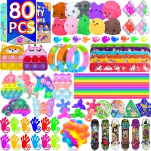 duoduohouse 80 pcs party favors for kids 3-5 4-8-12,easter eggs fillers, goodie bags treasure box fidget toys for classroom rewards, kids' party supplies for pinata stuffers, carnival prizes