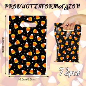 Whaline 72Pcs Halloween Trick or Treat Bags Halloween Party Favor Candy Bags Corn Treat Bags Plastic Goodie Candy Bags Gift Wrap Bags for Halloween Trick-or-Treating Event Party Supplies