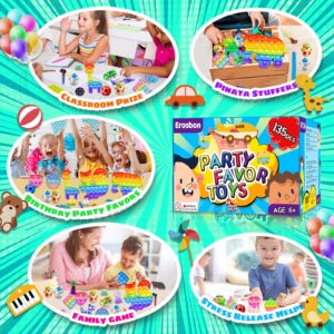 Erosbon 135pcs Party Favors for Kids3-5 4-8-12, Fidget Toys, Birthday Gift Toys, Treasure Box Toys Prizes for Kids, Bulk Toys Goodie Bag Stuffer Carnival Prize Reward