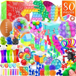 fidget toys set, 80 pack sensory toys party favors kids autism autistic children, classroom treasure box chest prizes pinata stuffer gifts small mini bulk toy carnival adhd