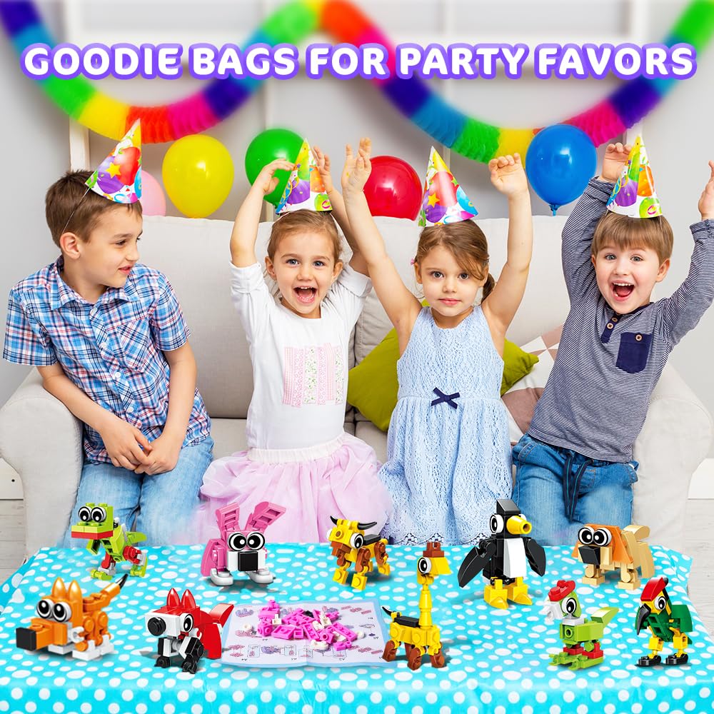 HOGOKIDS Party Favors for Kids 10 Pack - 30 Kinds of Animals Building Blocks Toy Set for Birthday Party Favors Goodie Bags Stuffers Classroom Prizes, Easter Gifts for Boys Girls Ages 4-12+