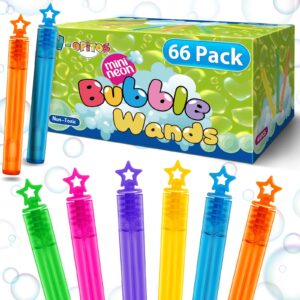 66 pcs mini bubble wands in 6 colors, bulk party favors for kids, themed birthday, christmas, new year, valentine, carnival, school classroom prizes for boys & girls, ideal goodies bags stuffers