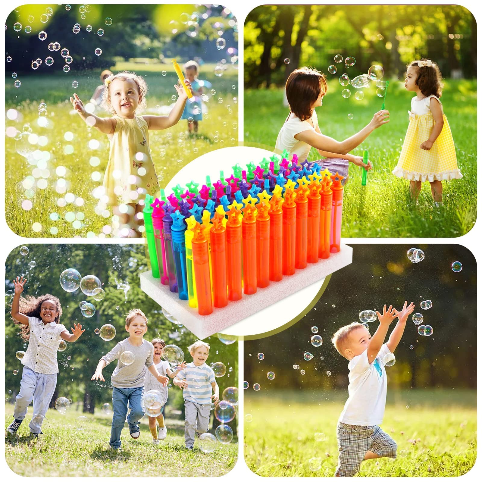 66 Pcs Mini Bubble Wands in 6 Colors, Bulk Party Favors for Kids, Themed Birthday, Christmas, New Year, Valentine, Carnival, School Classroom Prizes for Boys & Girls, Ideal Goodies Bags Stuffers