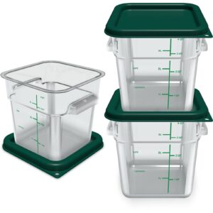 carlisle foodservice products squares food storage containers with lids for kitchen and restaurant, plastic, 4 quarts, clear, (set of 3)