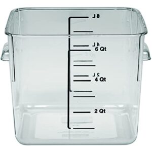 Rubbermaid Commercial Products Plastic Space Saving Square Food Storage Container For Kitchen/Sous Vide/Food Prep,Lids not included (Sold separately), 6 Quart, Clear (Fg630600Clr)