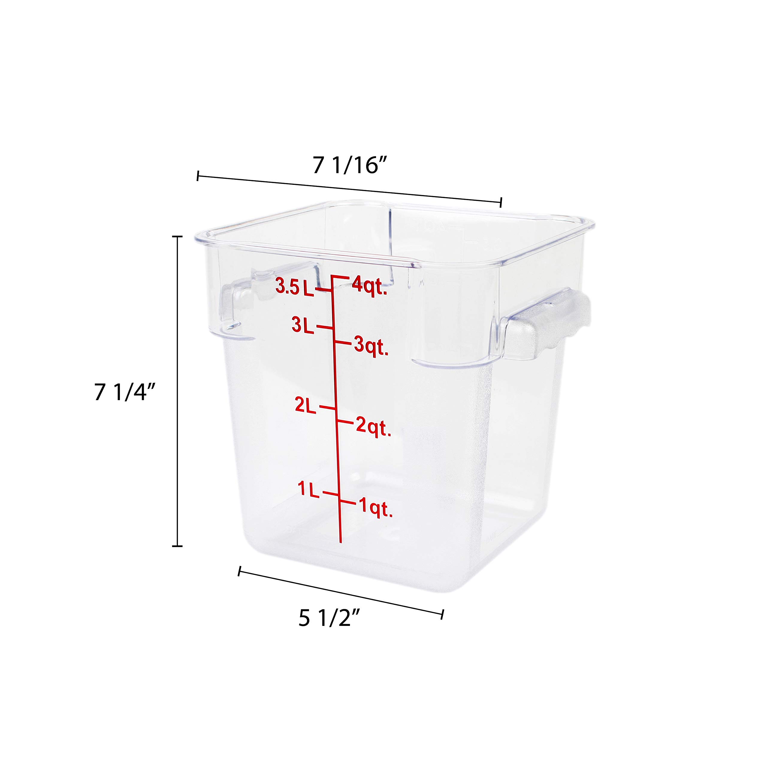 Excellante 4-Quart Polycarbonate Square Food Storage Containers, Clear