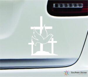 holy trinity dove and cross 5.2x3.9 white america united states color sticker state decal vinyl - made and shipped in usa