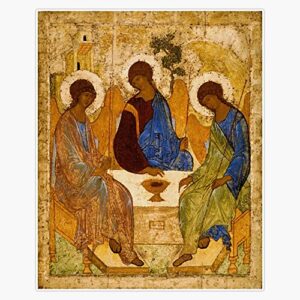 holy trinity painting rublev trinity print icon christian religious wall art sticker bumper sticker vinyl decal 5"