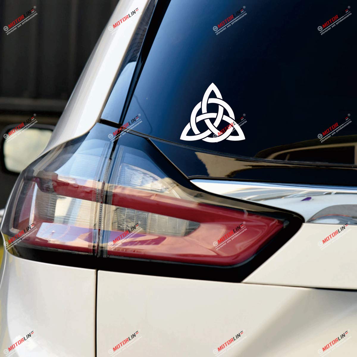 Triquetra Celtic Trinity Knot Symbol Vinyl Decal Sticker - 2 Pack White, 3 Inches - for Car Laptop Window Phone