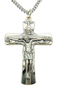 westman works trinity vatican crucifix 2 inch catholic cross on stainless steel chain