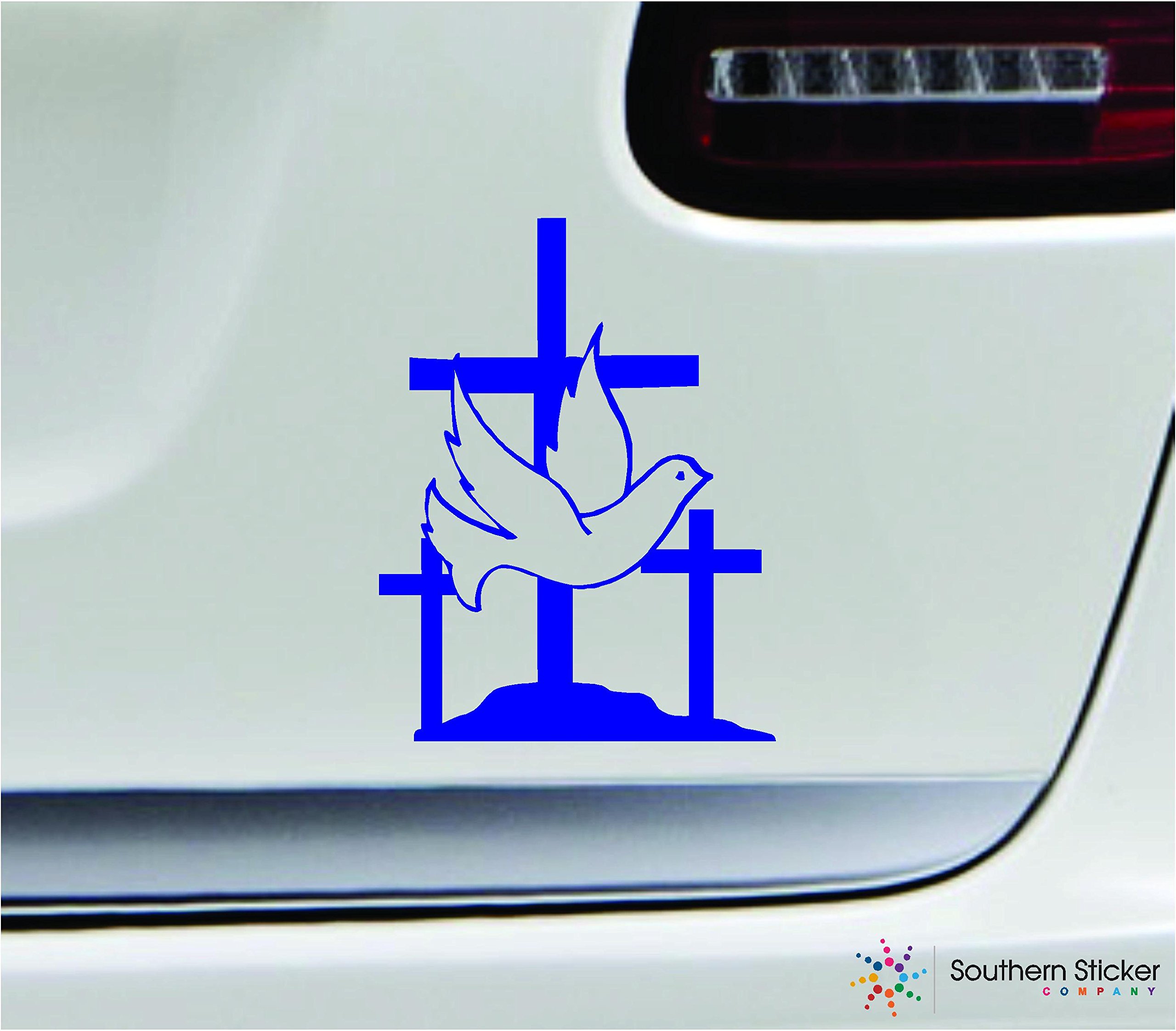 Holy Trinity Dove and Cross 5.2x3.9 Blue America United States Color Sticker State Decal Vinyl - Made and Shipped in USA