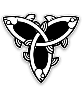 trinity fish symbol - 3" vinyl sticker - for car laptop i-pad phone helmet hard hat - waterproof decal