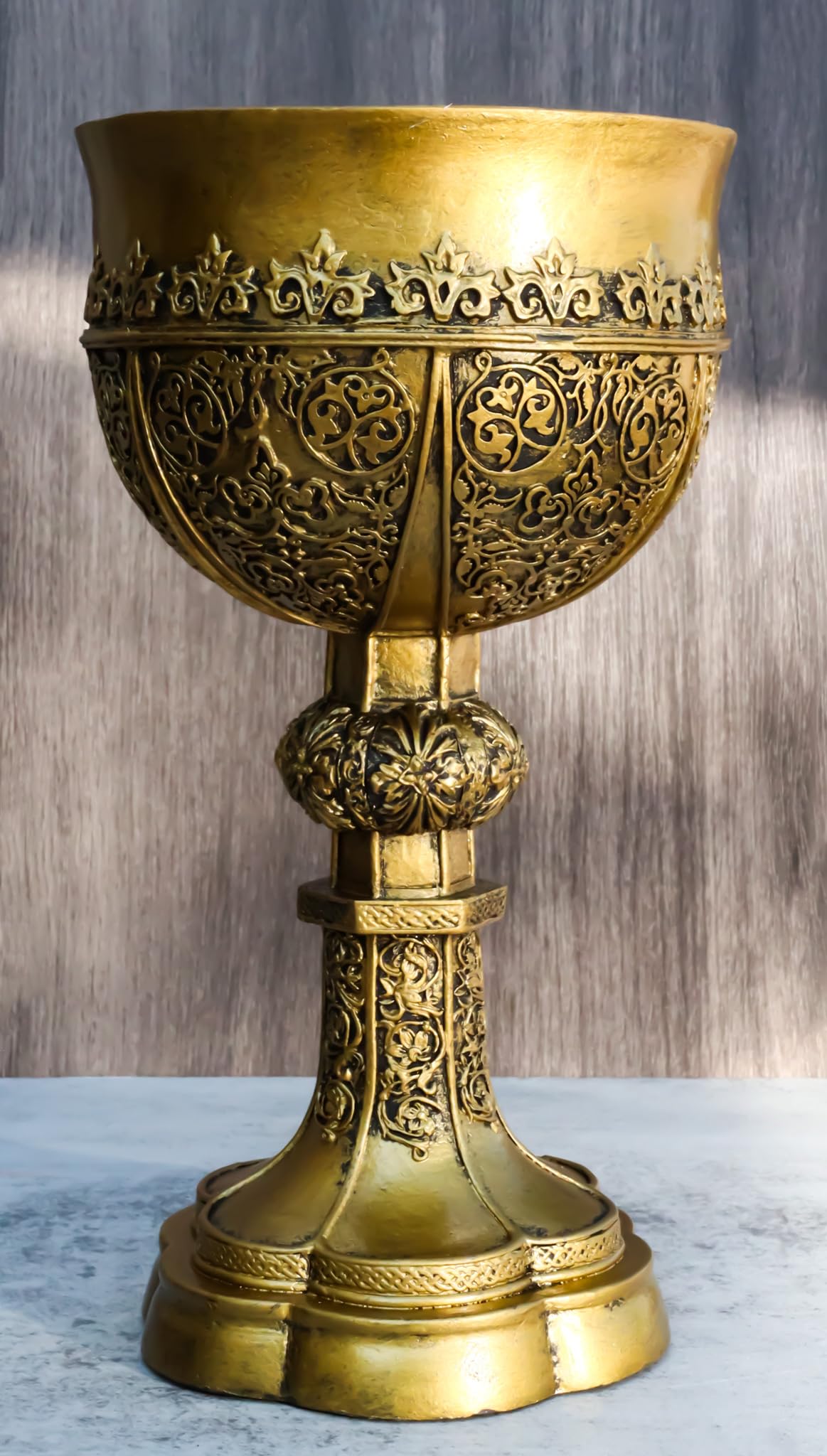 Ebros Decorative Merlin's Holy Grail The Golden Cup Of Life Decorative Chalice Ceremonial Cup Arthurian Legends Medieval Accent Decor