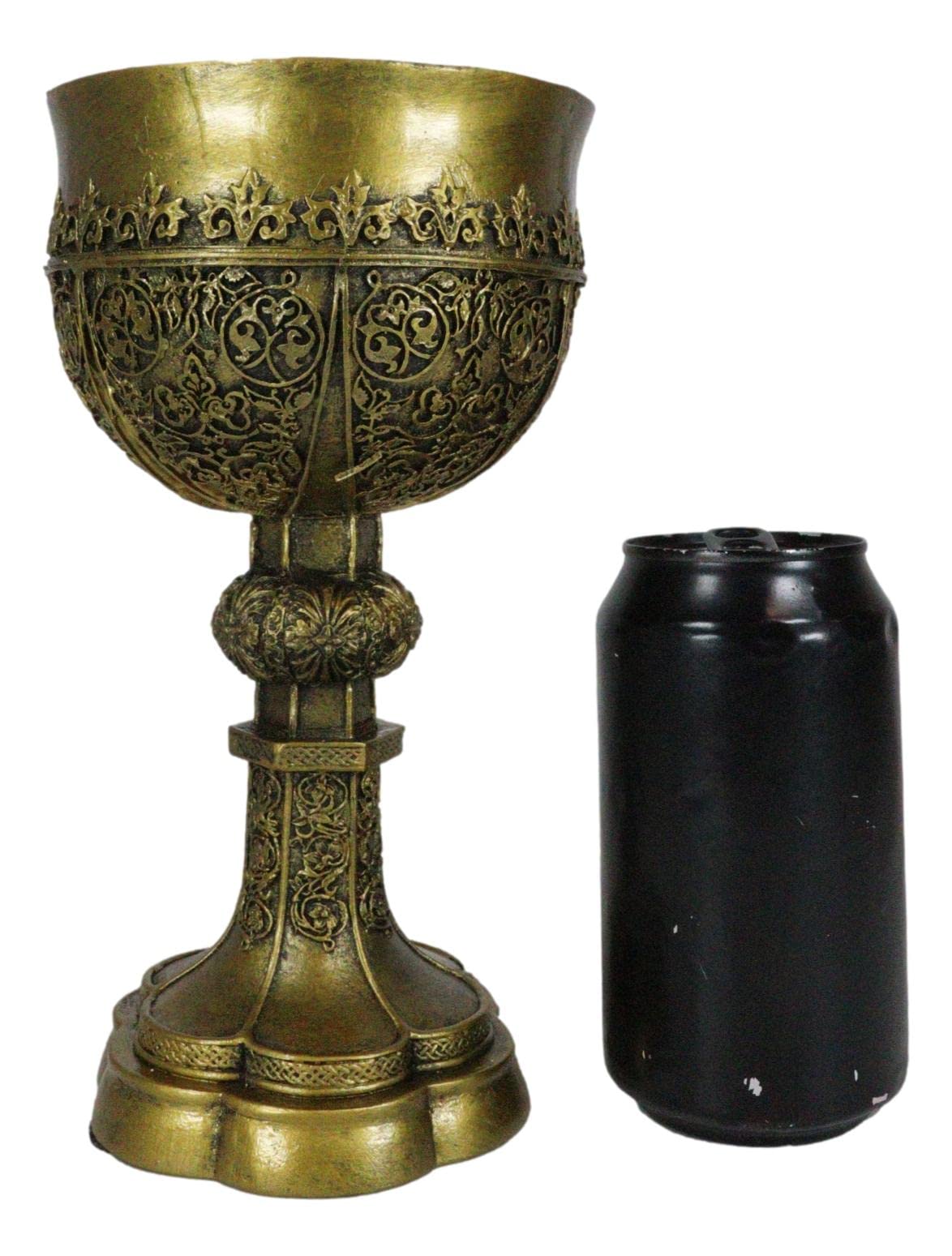 Ebros Decorative Merlin's Holy Grail The Golden Cup Of Life Decorative Chalice Ceremonial Cup Arthurian Legends Medieval Accent Decor