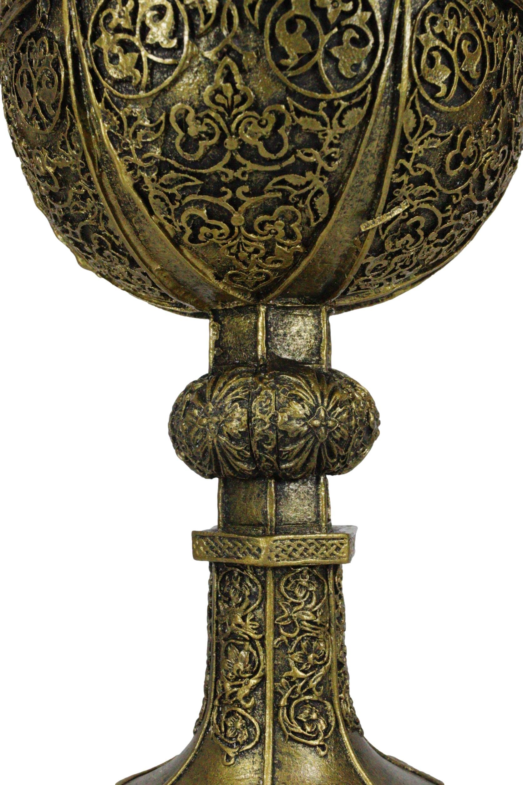 Ebros Decorative Merlin's Holy Grail The Golden Cup Of Life Decorative Chalice Ceremonial Cup Arthurian Legends Medieval Accent Decor