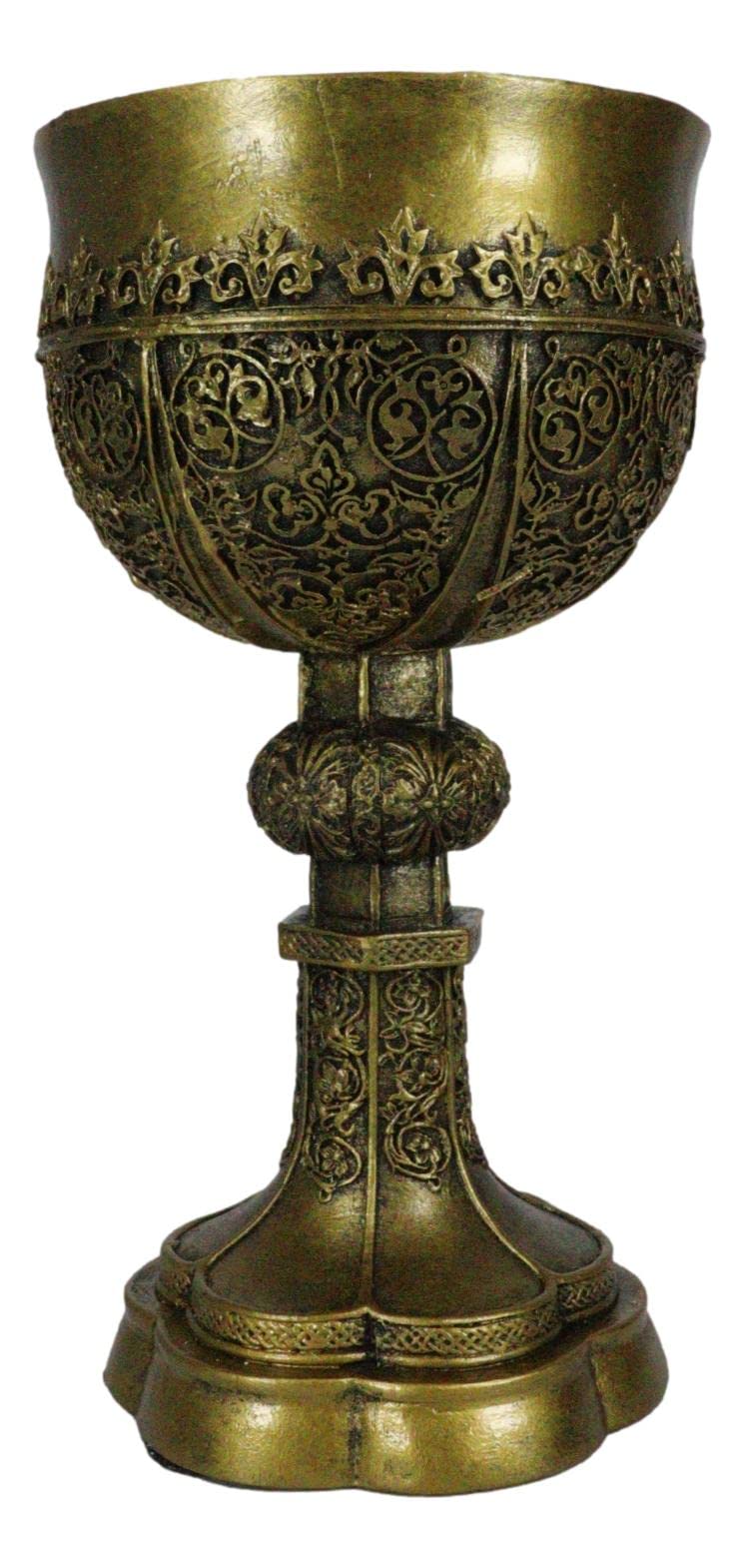 Ebros Decorative Merlin's Holy Grail The Golden Cup Of Life Decorative Chalice Ceremonial Cup Arthurian Legends Medieval Accent Decor