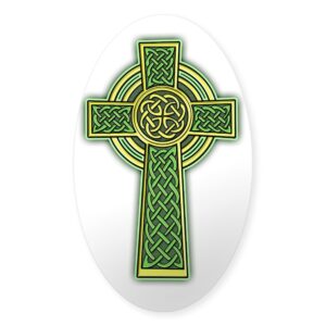 cafepress celtic cross 2 light oval car bumper sticker