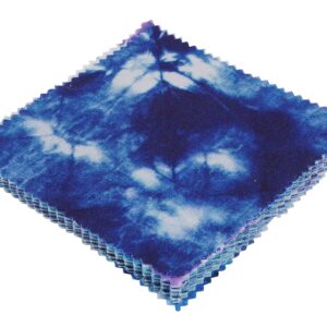 Soimoi Precut 10-inch Tie Dye Prints Cotton Fabric Bundle Quilting Squares Charm Pack DIY Patchwork Sewing Craft- Blue-YF