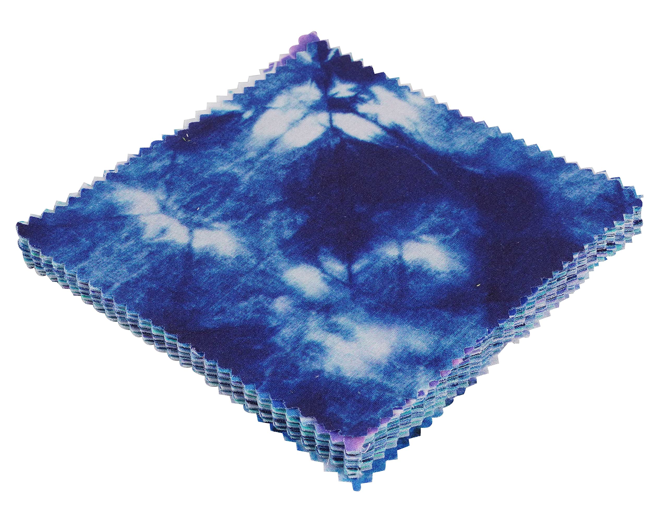 Soimoi Precut 10-inch Tie Dye Prints Cotton Fabric Bundle Quilting Squares Charm Pack DIY Patchwork Sewing Craft- Blue-YF