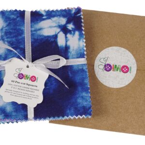 Soimoi Precut 10-inch Tie Dye Prints Cotton Fabric Bundle Quilting Squares Charm Pack DIY Patchwork Sewing Craft- Blue-YF