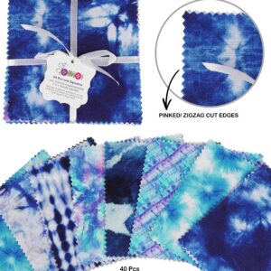 Soimoi Precut 10-inch Tie Dye Prints Cotton Fabric Bundle Quilting Squares Charm Pack DIY Patchwork Sewing Craft- Blue-YF