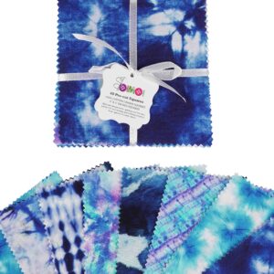 Soimoi Precut 10-inch Tie Dye Prints Cotton Fabric Bundle Quilting Squares Charm Pack DIY Patchwork Sewing Craft- Blue-YF