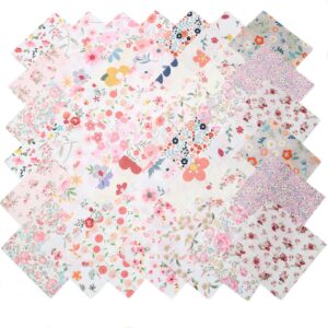 nodsaw floral print cotton charm pack, 5 inch precuts quilting fabric bundle, 5" quilt charm squares